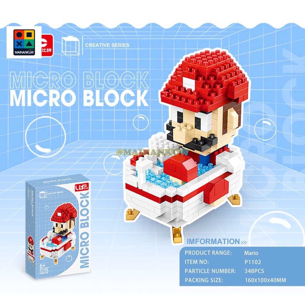 Mario Luigi Briks Toys Bathtup Educational Puzzle Nano Block Kids DIY ...