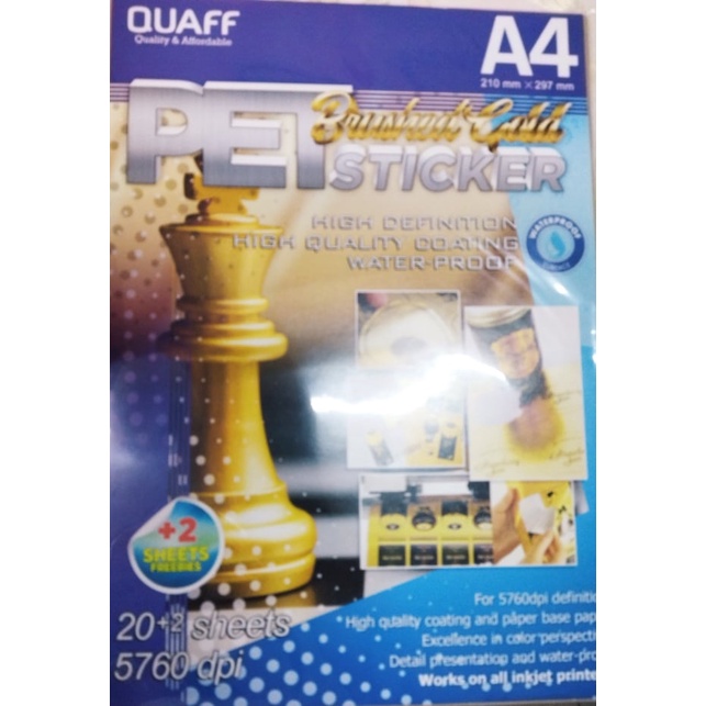 QUAFF PET Waterproof Printable Sticker A4 Size 180gsm (Holographic ...