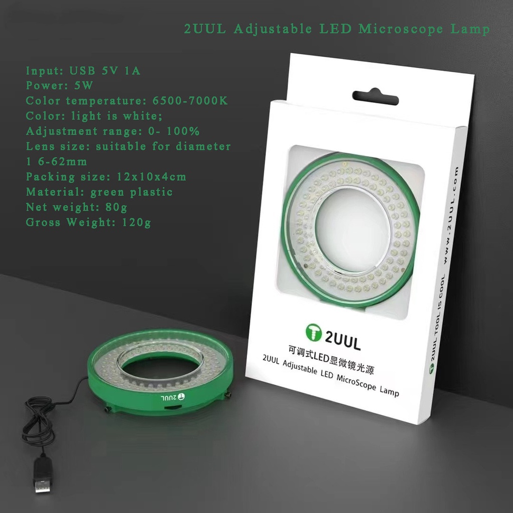 2uul Adjustable LED Microscope Ring Lamp 5V USB Power Supply Microscope ...