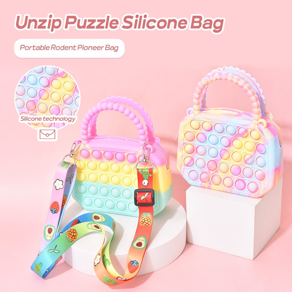 【On Hand】Ladies Handbag Coin Bag Pop It Bag Crossbody Bag Rainbow Push ...