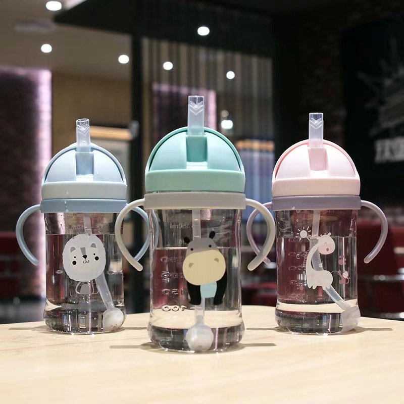 Baby cartoon straw cup baby drinking cup baby handle straw learning ...