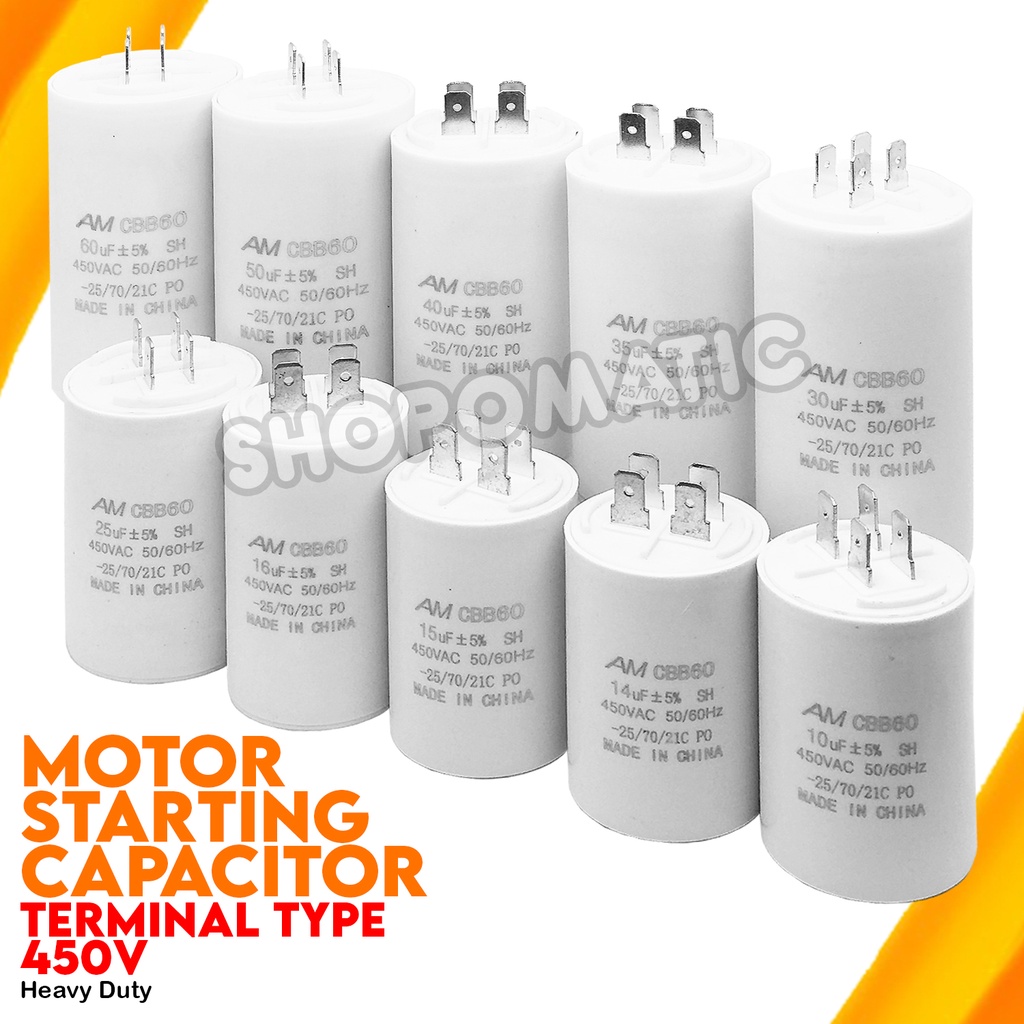 450V Motor Running/Starting Capacitor Terminal Type Heavy Duty | Shopee ...