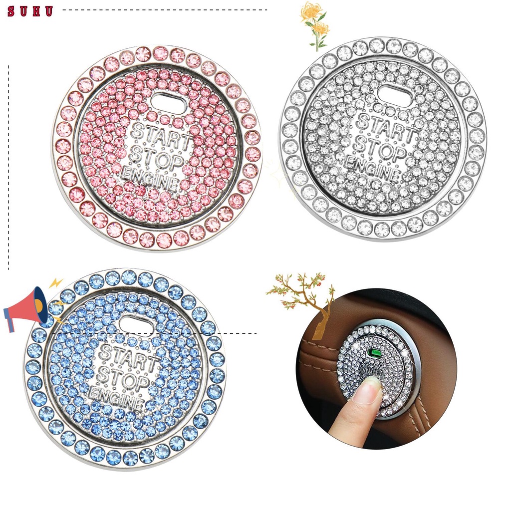SUHU Unique Gift Push to Start Button Cover Interior Glam Bling Ring ...