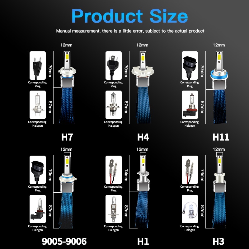 2xPlug&Play H1 H4 H7 H8 H11 H9 9005 HB3 9006 HB4 9012 HIR2 LED ...