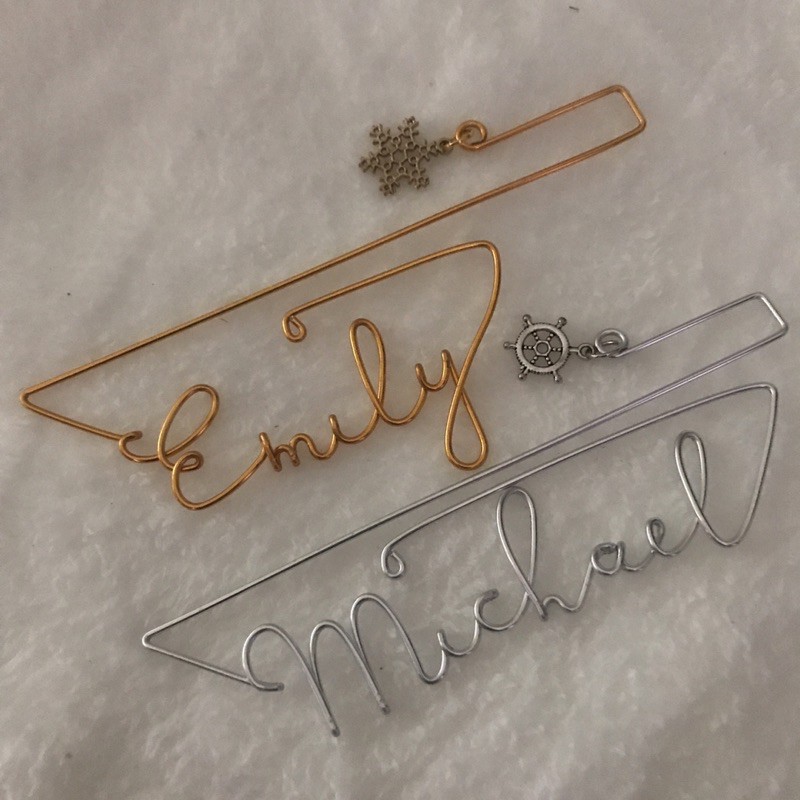 Personalized Bookmark made in aluminum wire. Please see description for ...