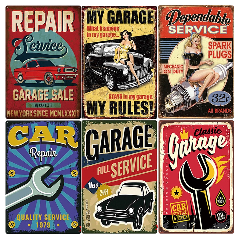 My Garage My Rules Car Tin Sign Metal Decorative Poster Plaque Bar Cafe ...