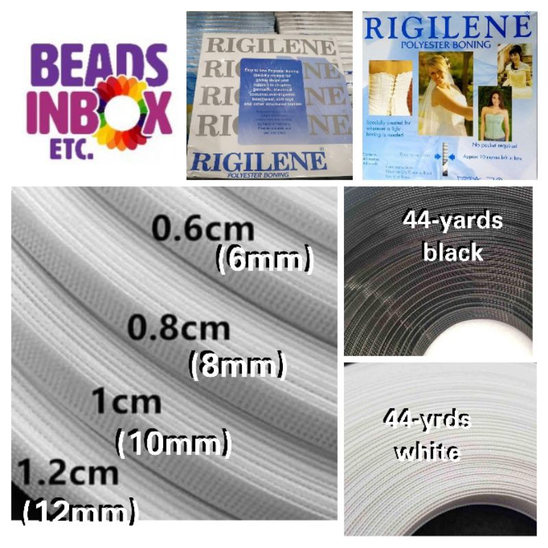 Rigiline Boning * Sizes 6/8/10/12/15mm * Black/White 50yards * | Shopee ...