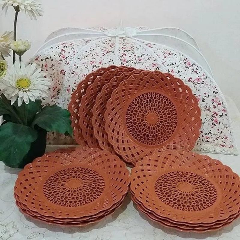 Plastic Rattan Plate 1 Dozen | Shopee Philippines
