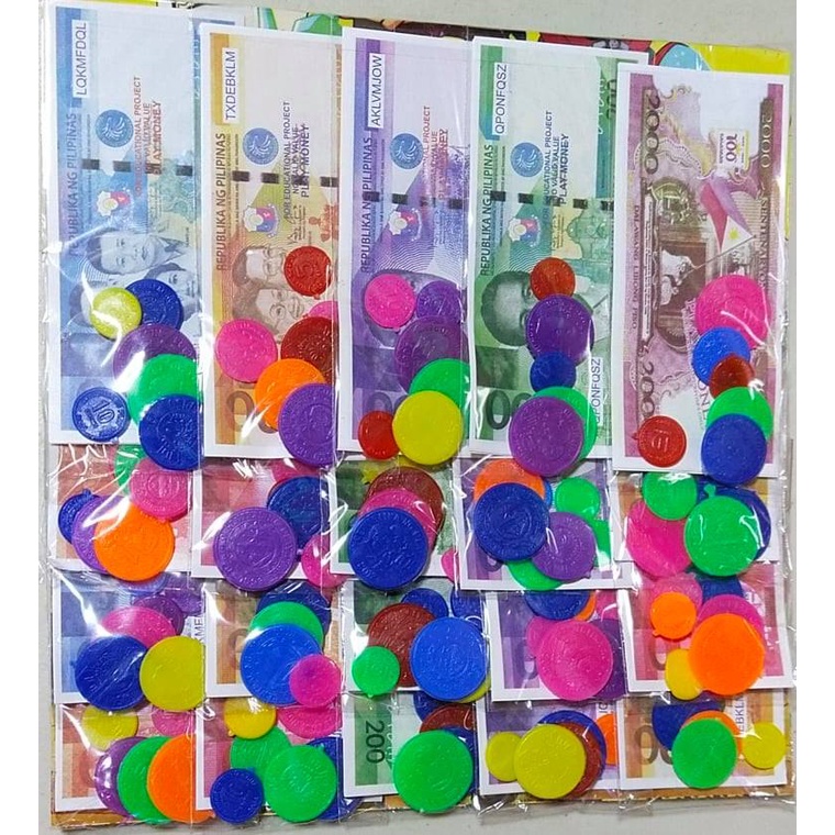 PLAY MONEY Bills with Coins for Kids Learning , sold per pack (20 pcs ...