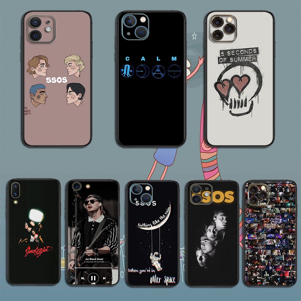 iPhone X XS 5 5S 6 6S 7 8 Plus TD22 5sos 5 Seconds Of Summer Black TPU ...