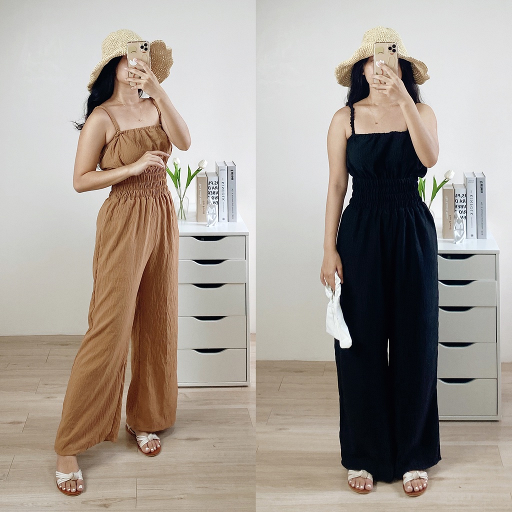 ESSENTIELMANILA String Crumpled Summer Jumpsuit | Shopee Philippines