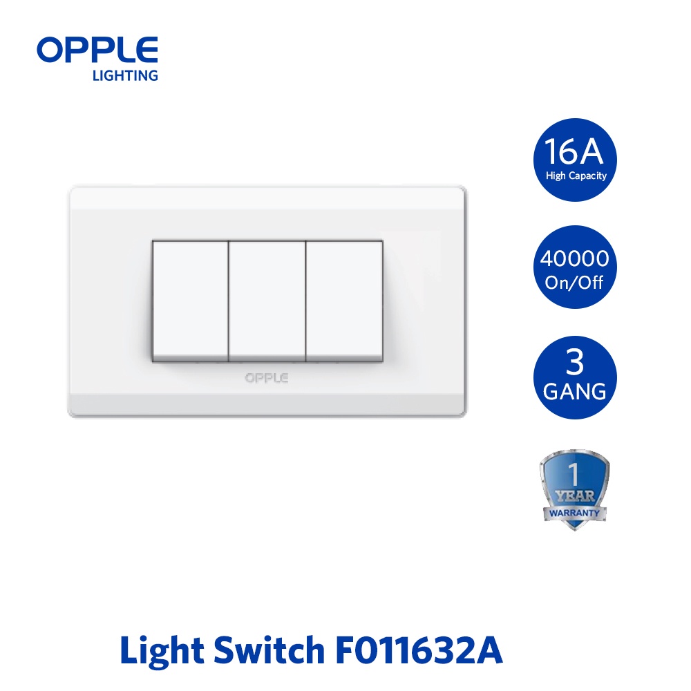 OPPLE 3 Gang 2 Way Wall Switch White and Dark Grey F011632A | Shopee ...