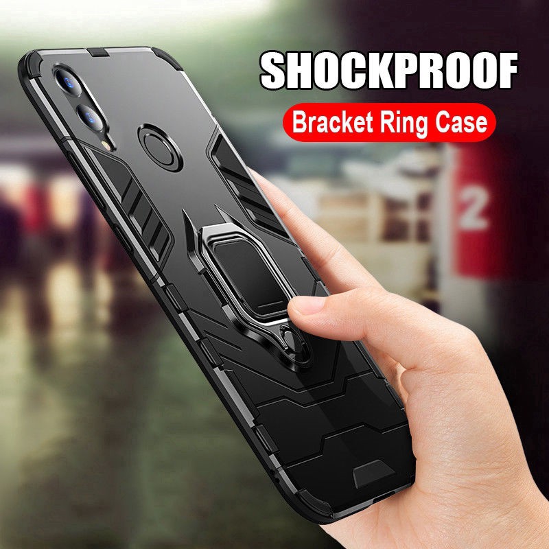Huawei Honor 10 Lite【Magnetic Ring Kickstand Case】Hard Armor Hybrid ...