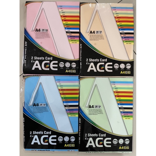 Ace Ultimate Fine A4 120gsm 2 sheet card /120gsm Color card (100sheets ...