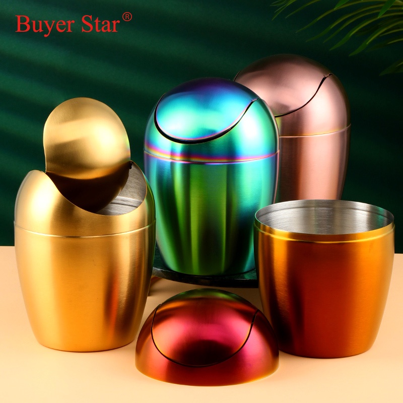 Egg-shaped stainless steel trash can with removable Swing lid Dustbin ...