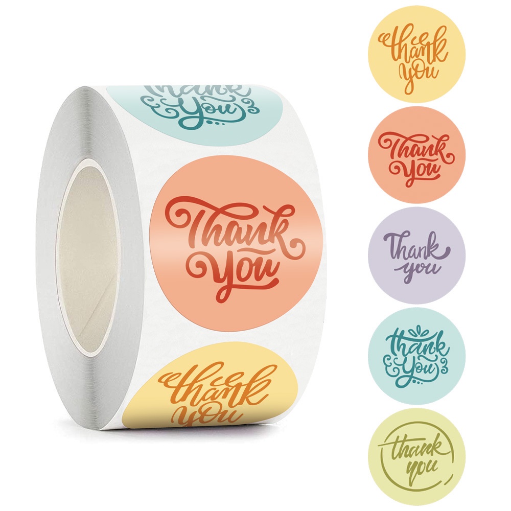 500pcs New Colorful Thank You Sticker For Envelope Sealing Round Seal ...