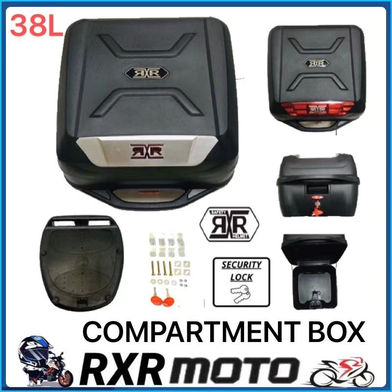 RXR COMPARTMENT BOX 38L #668 Red & SILVER & BLACK | Shopee Philippines