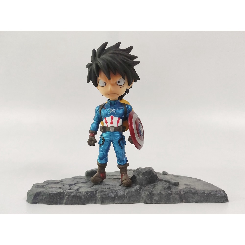 4.3"One Piece Luffy cos Captain America PVC Statue Figure Toy No Box ...