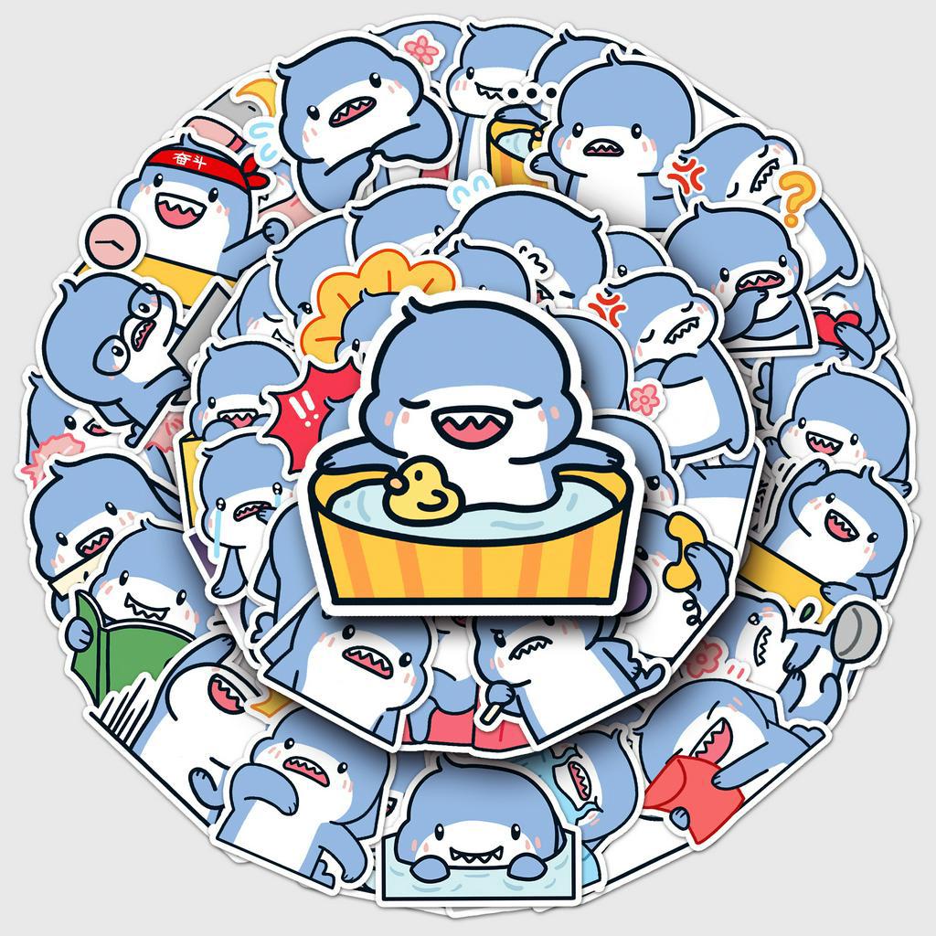 50 Piece Funny Shark Stickers Waterproof DIY For Phones Laptop Car ...