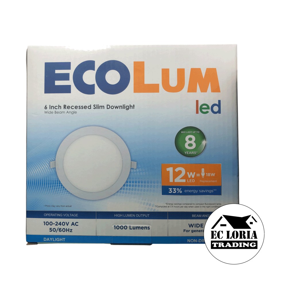 Ecolum Recessed Slim LED Downlight 12W | Shopee Philippines