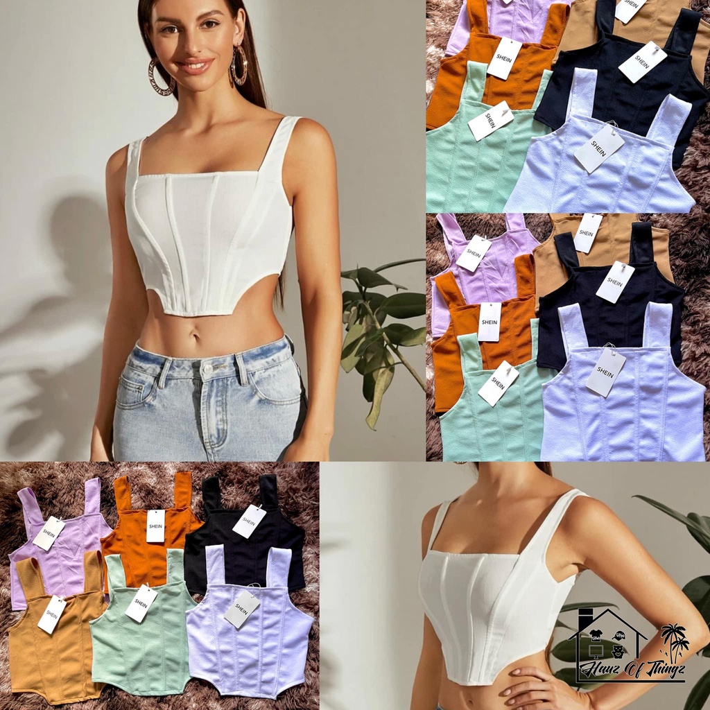 HOTZ Sexy Isabel Corset Square Neck Sleeveless Crepe Crop Top XS ...