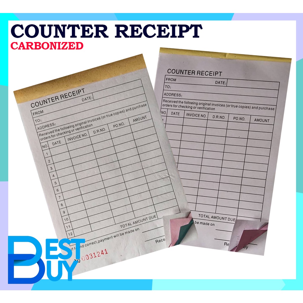 Counter Receipt carbonized 2 PLY or 3 PLY portrait (7x5inches) | Shopee ...
