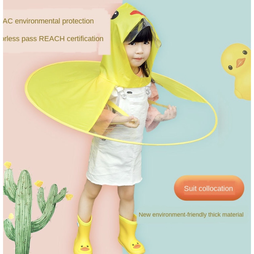UFO Raincoat Cap Little Yellow Duct Raincoat for Kids WD-0126 | Shopee ...