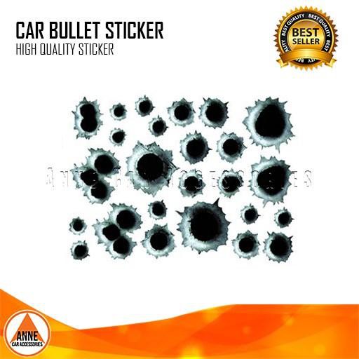 Car Sticker 3D Bullet Hole Waterproof Bullets Holes Funny Sticker Decal ...