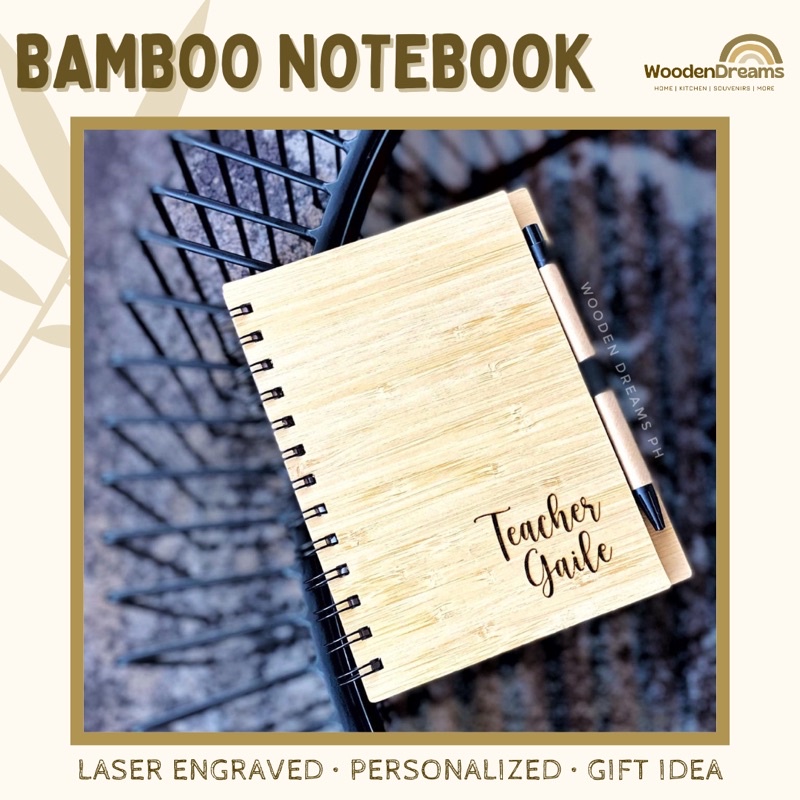 Personalized Wooden/ Bamboo Notebook with Free Pen | Journal (Laser ...