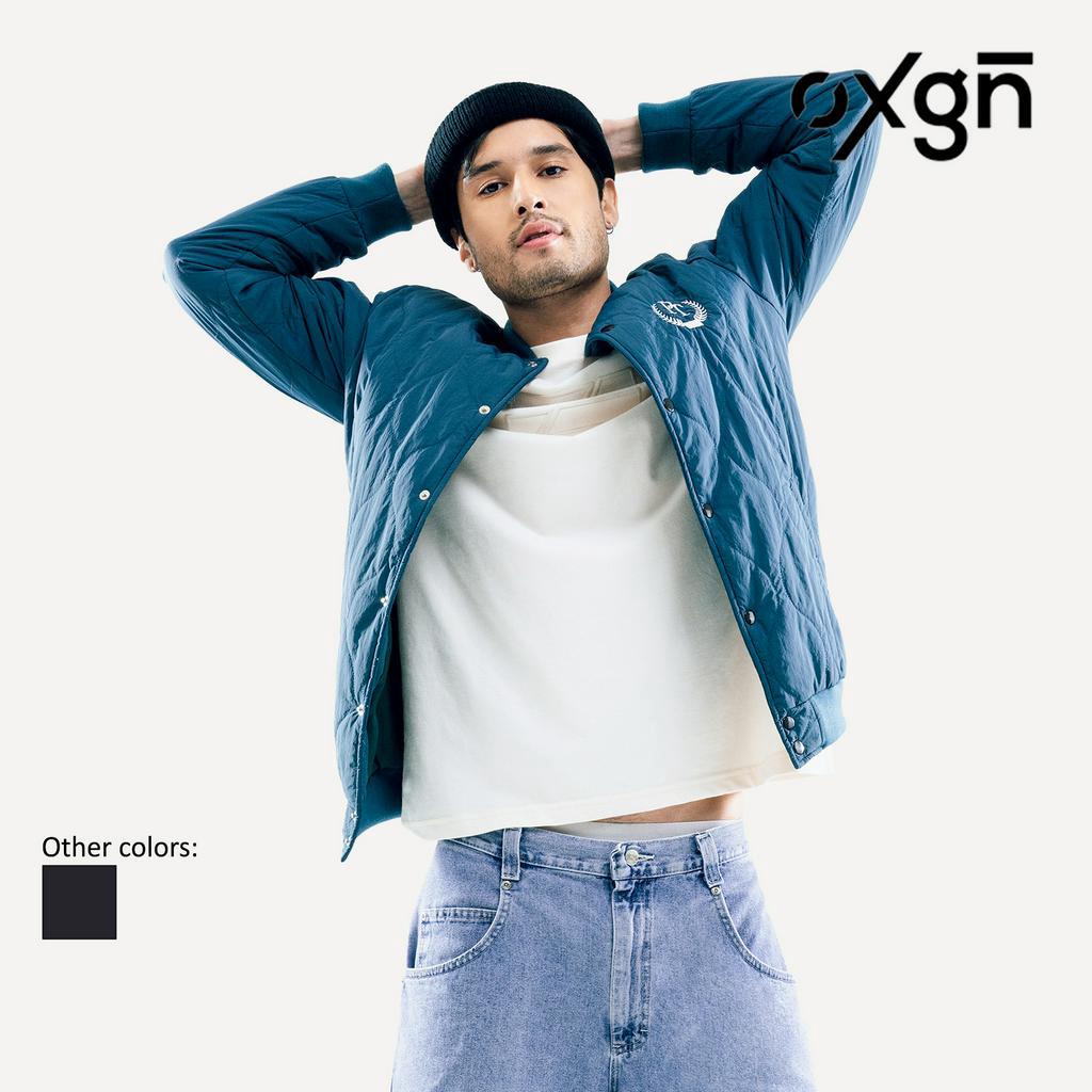 OXGN Premium Threads Quilted Bomber Jacket For Men (Black/Dark Green ...