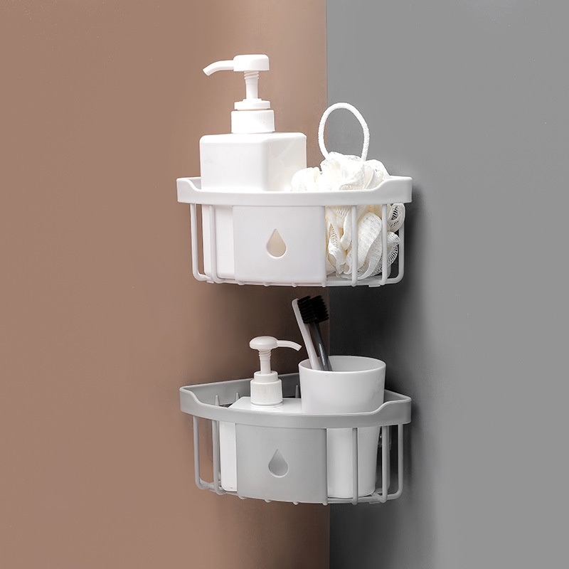 Suction Wall Triangular Shower Caddy Shelf Bathroom Corner Bath Rack ...