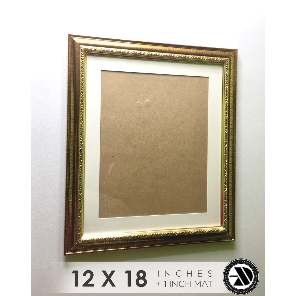 12x18 Inches Plus 1.25inch Mat Ready to Hang Gold Picture Frame ...