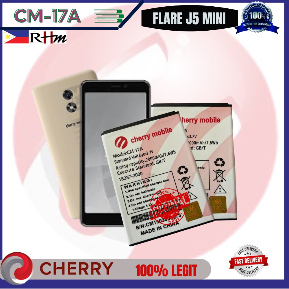 Cherry Mobile FLARE J5 Mini Battery, Model CM-17A 2000mAh Original High ...