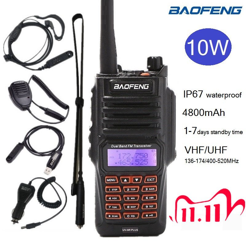 10W BAOFENG uv 9r plus Waterproof Walkie Talkie Ham Radio Station VHF ...