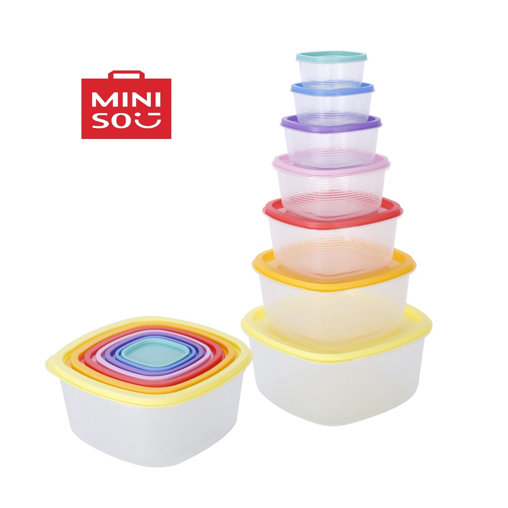 Miniso 7 Colors Food Storage Box Set (14 pcs) | Shopee Philippines