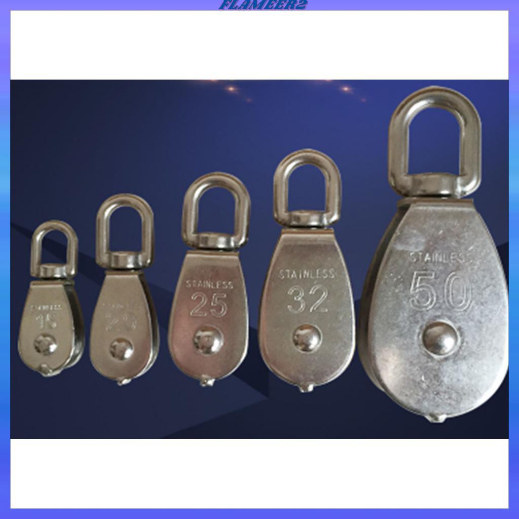 [FLAMEER2] Block And Tackle Stainless Steel Pulley Block Sheave Rope ...