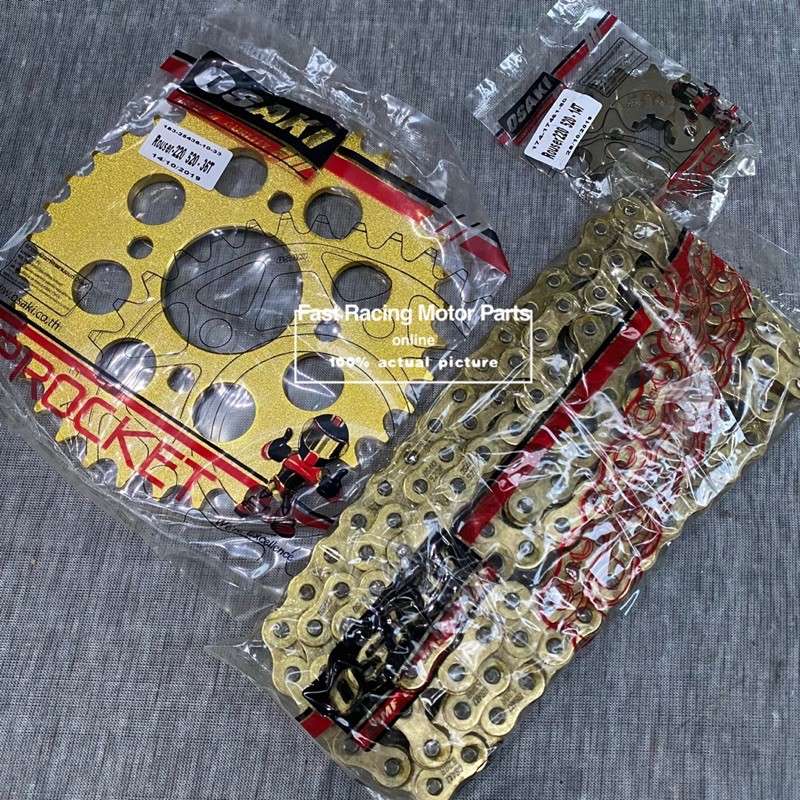 motorcycle osaki chain sprocket set rouser 200 220 lucky gold original ...