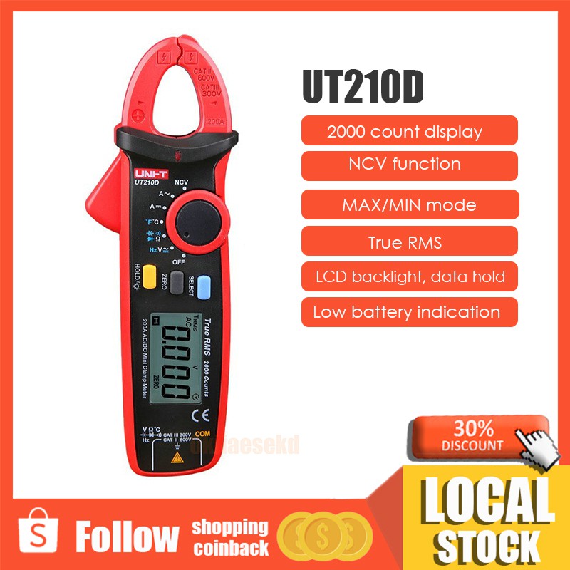 UNI-T UT210D UT210A Digital AC/DC Current Voltage Resistance ...