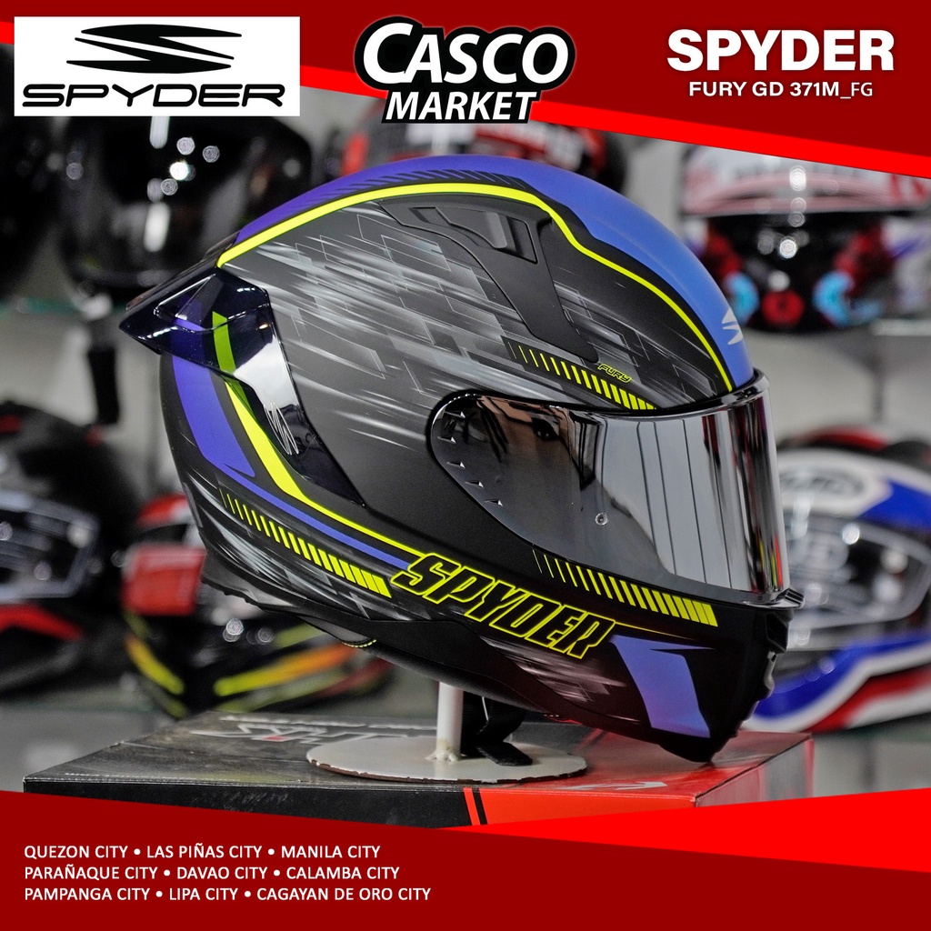 SPYDER FURY GD FULL FACE DUAL VISOR MOTORCYCLE HELMET | Shopee Philippines