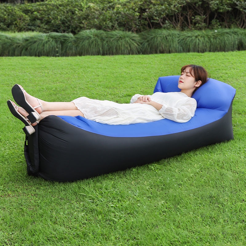 Inflatable Banana Bed With Pillow Folding Sofa Beach Air Bed Portable ...