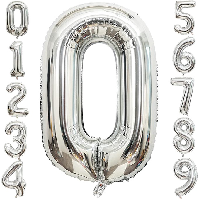 40 inch Silver Large Numbers jumbo Birthday Party Decorations Helium Foil Mylar Big Number ...