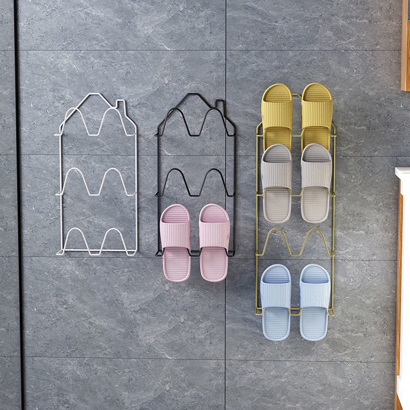 Wall-Mounted Iron Slipper Rack Toilet Bathroom Slipper Rack Slipper ...