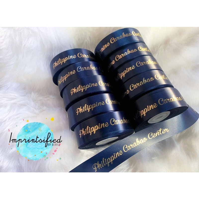 PERSONALIZED RIBBONS 1/2" 3/4” Metallic Gold or Silver Print (50 yards ...