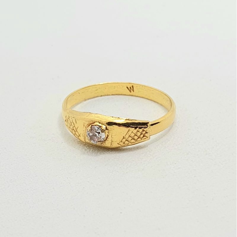 MATA 1 Gram White Eye Light Gold Ring with One Carving | Shopee Philippines