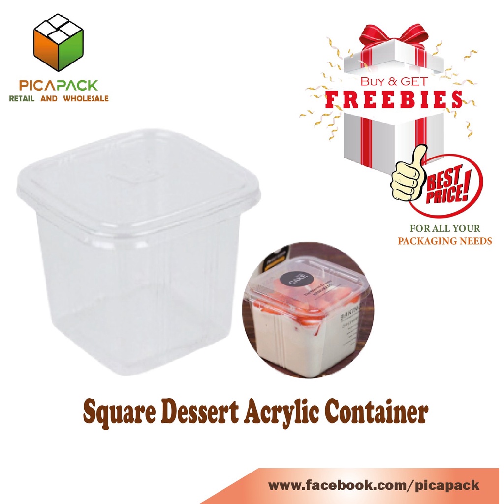 50pcs Square Container Food Grade Dessert PET DELI Cake Ice cream ...