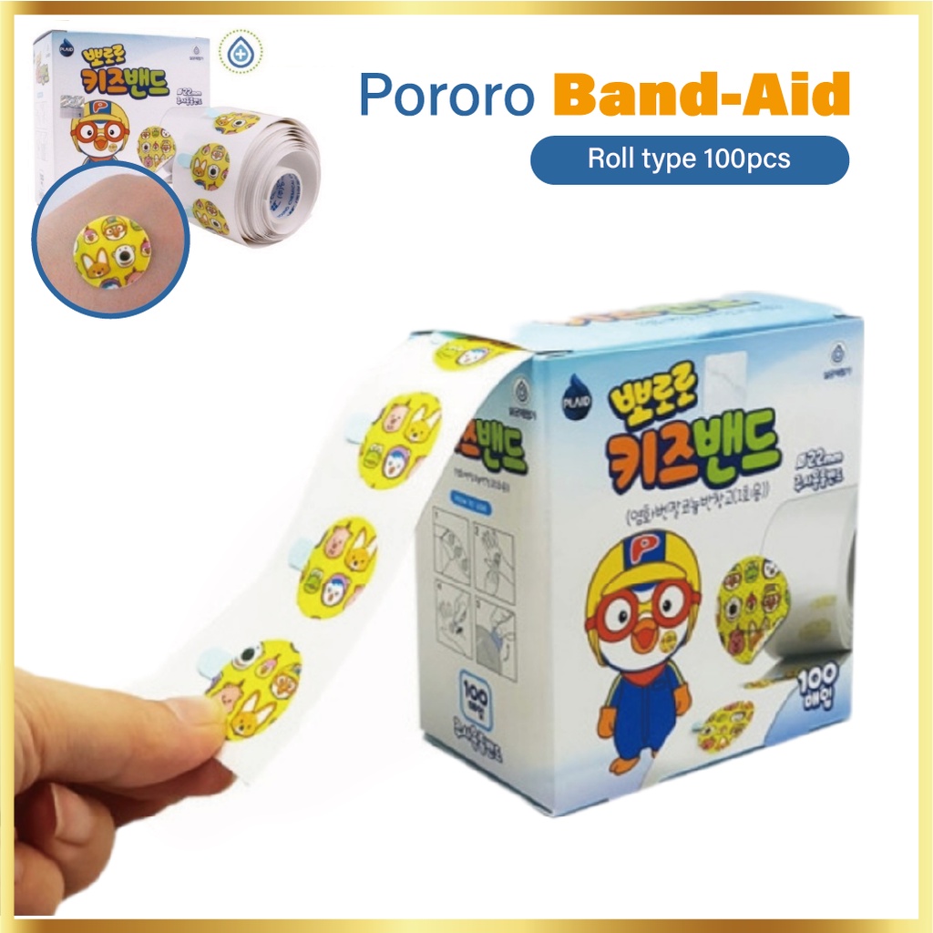 PORORO Band-aid Wound Patch Injection Band Round Roll Type 100 Sheets ...