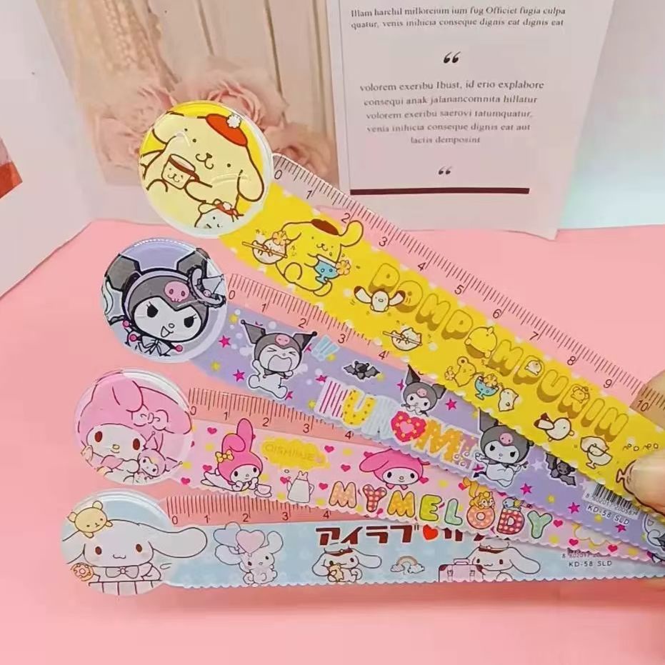 kuromi ruler set Sanrio Shape Transparent Printing Wave Cartoon Cute ...