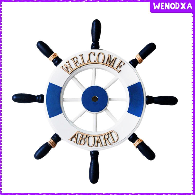 32cm Wood Ship Steering Wheel Wall Plaque Nautical Beach Tropical Decor ...
