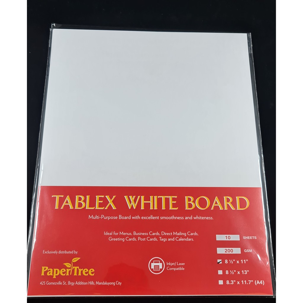 Vellum Board - Tablex White Paperboard 200 gsm 10 sheets | Shopee ...