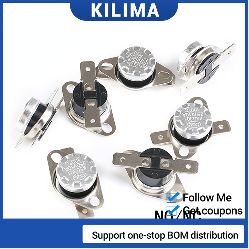 5Pcs KSD301 Temperature Switch 250V 10A 40-160 Degree Ceramic Normally Open Normally Closed ...